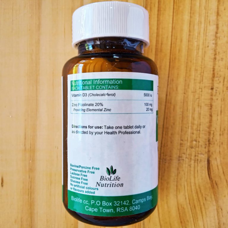 BioLife Nutrition Vitamin D3 5000iu + Zinc | 60 Tablets – Pure and Whole